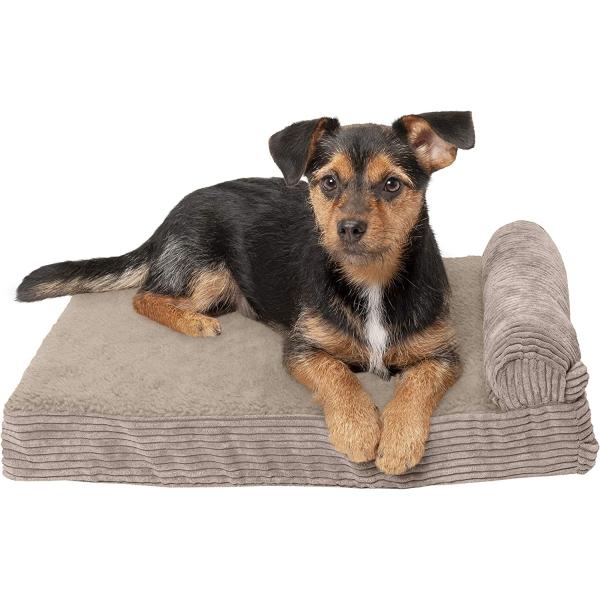 商品名Furhaven Small Memory Foam Dog Bed Fleece &amp; Corduroy Chaise w/ Removable Washable Cover - Sandstone, Smallブランド：Fu...