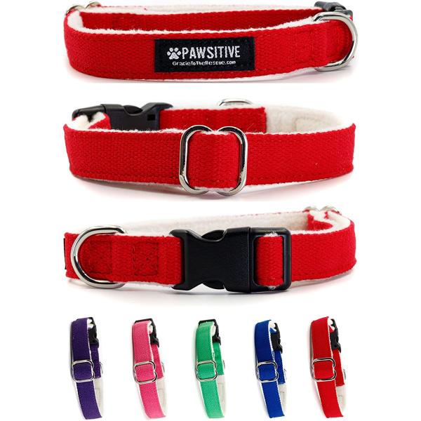商品名Pawsitive Hemp Dog Collar - Red Dog Collar We Donate a Collar for Every Collar Sold. Help a shelter in Need! Solid Co...