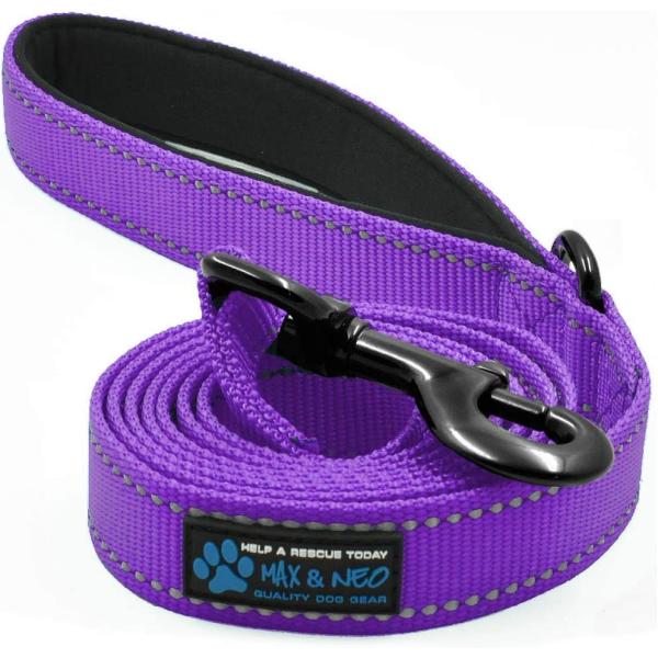 商品名Max and Neo Small Dog Reflective Nylon Dog Leash - We Donate a Leash to a Dog Rescue for Every Leash Sold (Purple, 6x...