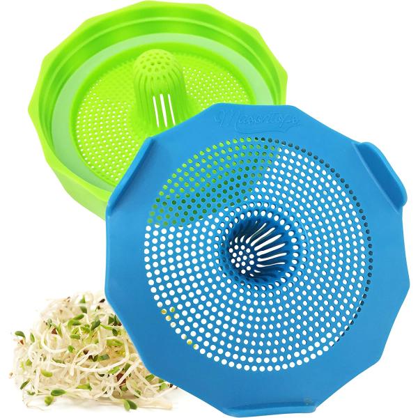 商品名BEAN SCREEN LID WM 2PKMasontops Bean Screen Microgreens Growing Kit Plastic Sprouting Lids Wide Mouth Mason Jar Sprou...