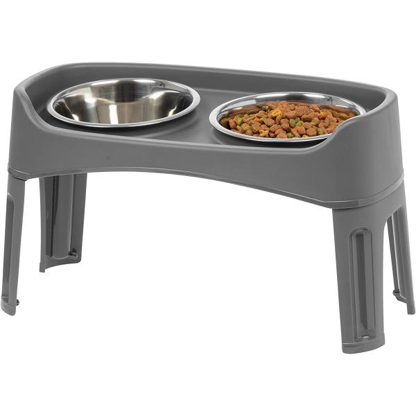 商品名IRIS Large Plastic Elevated Feeder, Gray 141［並行輸入］IRIS USA Elevated Dog Bowls - Dog Food Bowls Elevated for Large Dog...