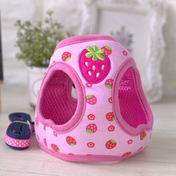 商品名Stock Show Small Pet Summer Spring Cute Cartoon Harness Vest and Matching Polka Dots Lead Leash Set Breathable Soft M...