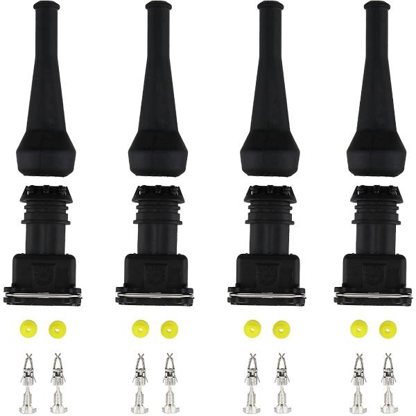 商品名燃料インジェクターコネクター EV1 防水 2ウェイインジェクター 配線コネクタ プラグハーネスキット 車用 4個Micro Trader 4pcs Fuel Injector Connector EV1 Waterproof 2 W...