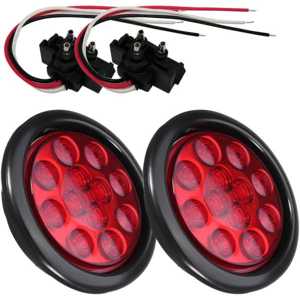 商品名NEW SUN 2PC 4"" Round LED Trailer Stop Turn Tail Lights 12 Diodes Red LED Sealed Waterproof Lensブランド：NEW SUN商品サイズ：高さ：...