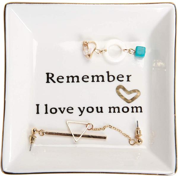 商品名HOME SMILE (ホームスマイル) セラミックリングディッシュ 装飾トリンケットプレート   Remember I Love You Mom-お母さんへのギフトHOME SMILE Birthday Mother's Day G...