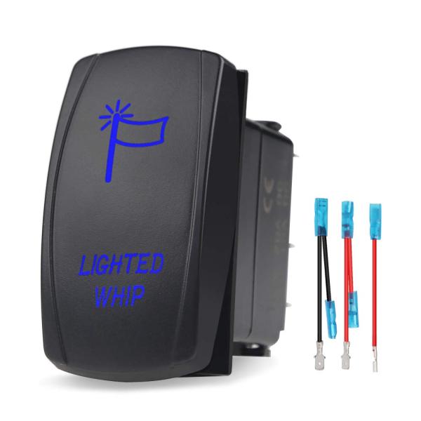 商品名WATERWICH Whip Lighted Rocker Switch Led Waterproof Illuminated Toggle switches with Jumper Wires Set DC 20A 12V/10A ...