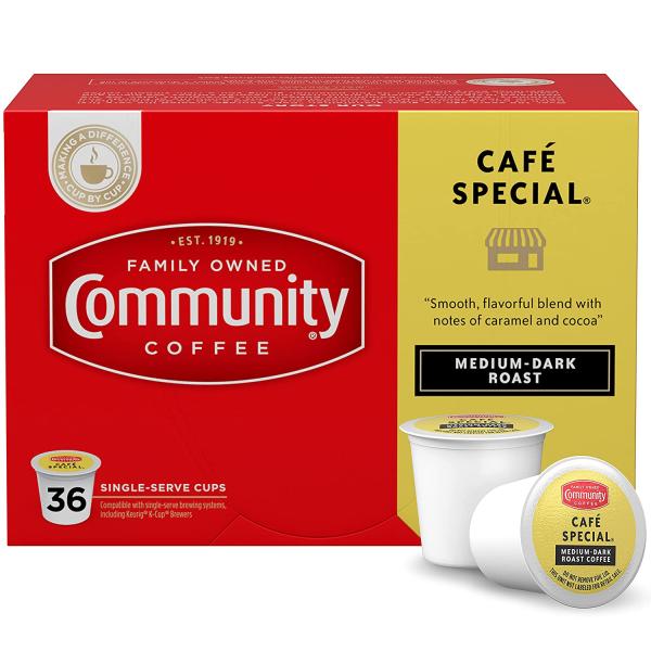 商品名Community Coffee Caf  Special 36 Count Coffee Pods, Medium Dark Roast, Compatible with Keurig 2.0 K-Cup Brewersブランド：C...