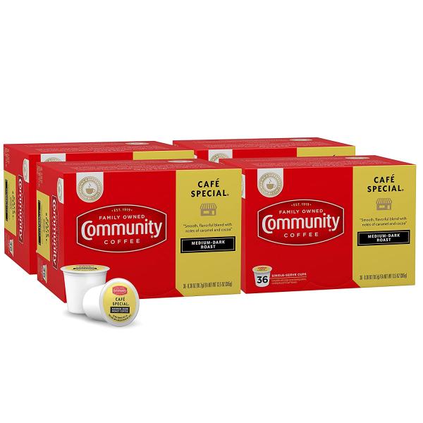 商品名Community Coffee Cafe Special 144 Count Coffee Pods, Medium Dark Roast, Compatible with Keurig 2.0 K-Cup Brewersブランド：...