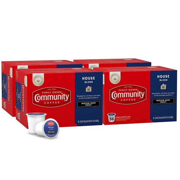 商品名Community Coffee House Blend 144 Count Coffee Pods, Medium Dark Roast, Compatible with Keurig 2.0 K-Cup Brewersブランド：C...