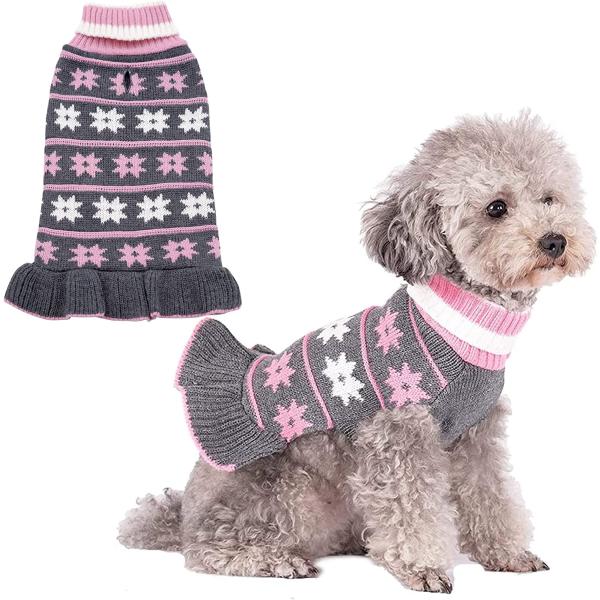 商品名KYEESE Dog Sweaters Small with Leash Hole Turtleneck Dog Sweater Dress Valentines Day Knit Warm Cat Sweaterブランド：KYEES...