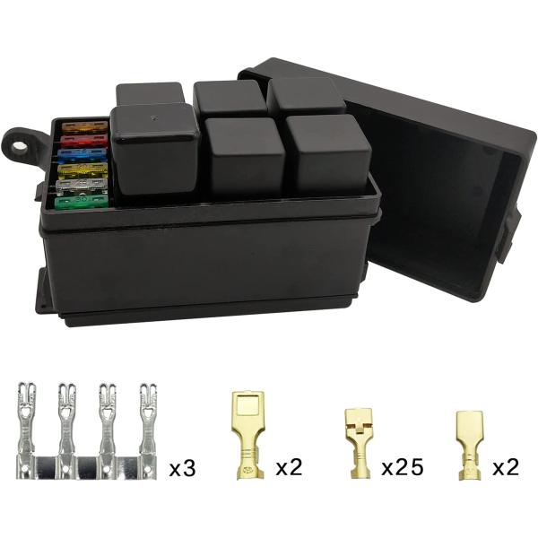 商品名6 Way Blade Fuse Holder Box,12-Slot Relay Box with Spade Terminals and fuses,6PCS 4Pin 12V 40A relays for car Truck T...