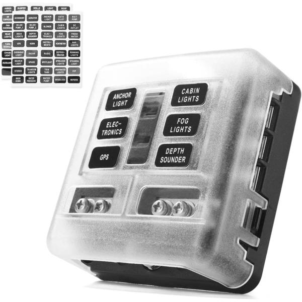 商品名MICTUNING 6-Circuit Blade Fuse Block,6-Way Fuse Box Block Holder with LED Indicator Waterproof Durable Protection Cov...