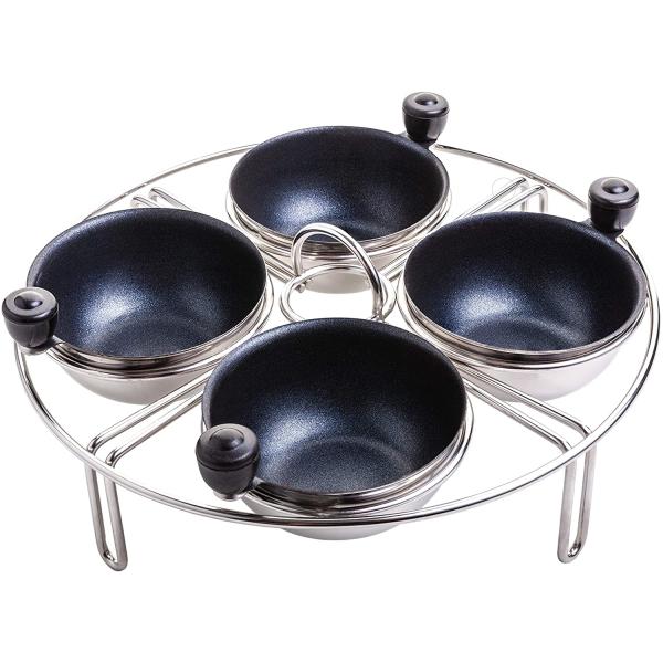 商品名Eggssentialsステンレススチール エッグポーチャー フライパンインサート | ポシェドエッグカップ 4個 PFOAフリー ノンスティック | 7.25インチラック スキレットインスタントポットプレッシャークッカー | ハード...