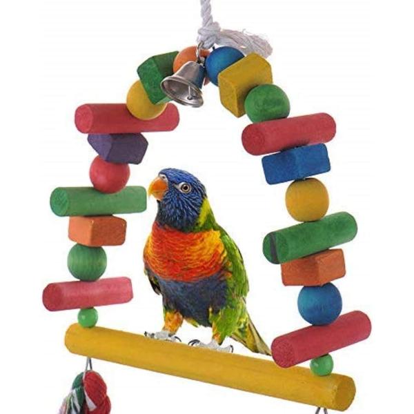商品名Litewoo Bird Swing Toys Natural Wood Knots Block Rainbow Bridge Wooden Hanging Bells Toys for Parrot Budgie Lovebirds...