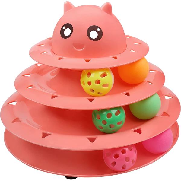 商品名UPSKY Cat Toy Roller 3-Level Turntable Cat Toy Balls with Six Colorful Balls Interactive Kitten Fun Mental Physical E...