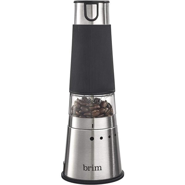 商品名つばの電気手持ち型のぎざぎざグラインダーBrim Electric Handheld Burr Coffee Grinder, Simple One-Touch Operation, 9 Precise Grind Settings ...