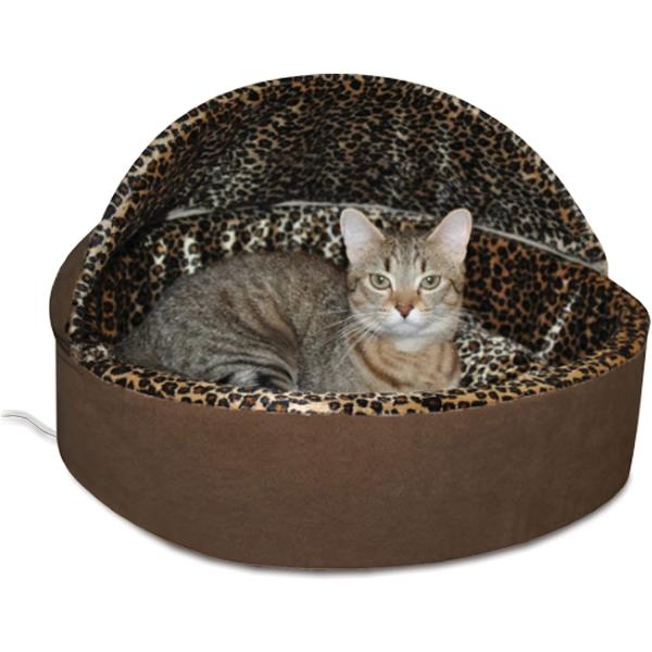 商品名K&amp;H PET PRODUCTS Thermo-Kitty Deluxe Hooded Cat Bed, Small 16"", 4W, Mocha/Leopardブランド：K&amp;H PET PRODUCTS商品サイズ：...