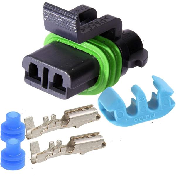 商品名Metri-Pack 2-Pin Female 280 Series Housing Connector w/Terminals 2-Way Connector w/10-12 AWG Sealed Waterproof (Pack ...