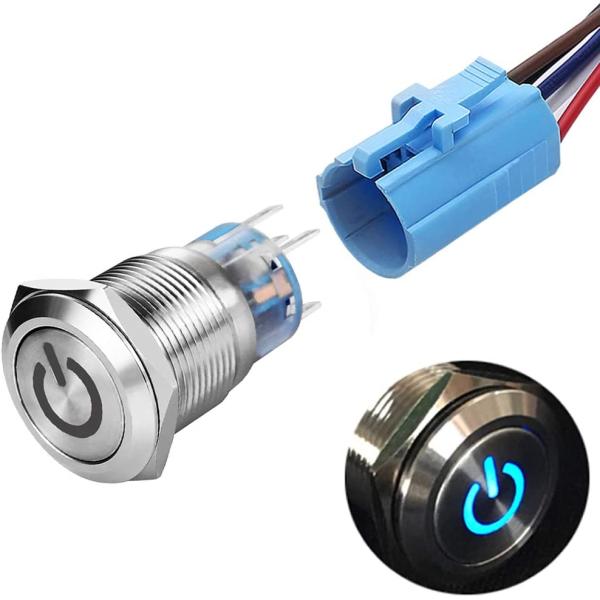 商品名Quentacy 19mm 3/4"" Latching Push Button Switch 12V 48V DC LED Power Symbol ON-OFF Waterproof Toggle Switch Stainless...