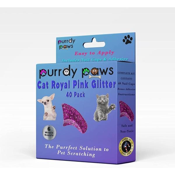 商品名Purrdy Paws 6 Month Supply Soft Nail Caps for Cats Royal Pink Glitter Small - Extra Adhesivesブランド：Purrdy Paws商品サイズ：Sm...