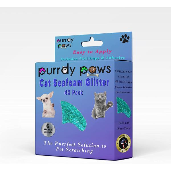 商品名Purrdy Paws 6 Month Supply Soft Nail Caps for Cats Seafoam Glitter Medium - Extra Adhesivesブランド：Purrdy Paws商品サイズ：Medi...