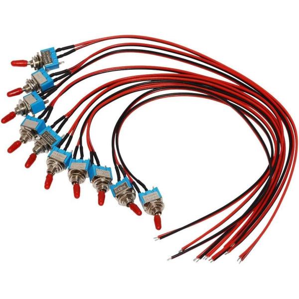 商品名DONJON トグルスイッチ 電子スイッチ テスタースイッチ オン/オフ SPST はんだ付け済みワイヤ付き 3A 250V AC /6A 125V AC 3ピン 2ポジション トラック 車 産業設備 緊急照明 (10点)VONVOF...