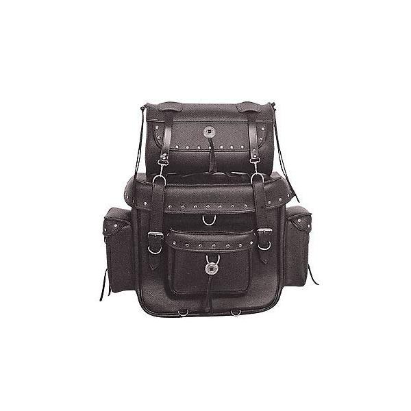 商品名: IKLeather オートバイ用 大型ツーピースPVCツーリングパック バレルバッグ付き スタッド付き クイックリリース IKLeather Motorcycle Large Two Piece PVC Touring Pack ...