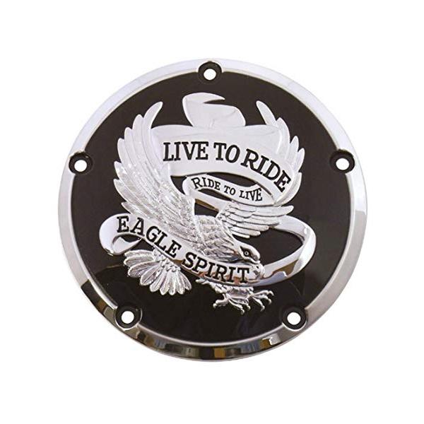 商品名: V-Factor ブラックとクロム 「Live to Ride」ダービーキューッチカバー ツインカムモデル用 Black and Chrome 'Live to Ride' Derby Clutch Cover for Twin ...