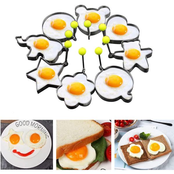 商品名エッグリング 8 PACK シルバーFried egg rings, Pancake mold Maker with Handle for Kids, Mold Non Stick for Griddle Pan, Stainless...