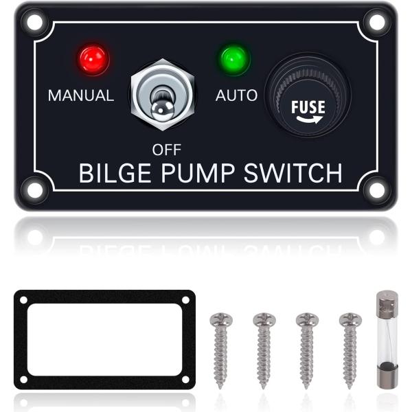 商品名Boeray Rocker Toggle Switch Panel and Fuse Bilge Pump Switch DC 12V 24V Max 15A SPST ON/Off Marine Switch Panel (1 To...