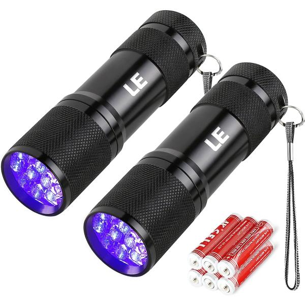 商品名LE Small UV Flashlight, Portable Black Light with 9 LEDs, 395nm, Ultraviolet Light Detector for Invisible Ink Pens, P...