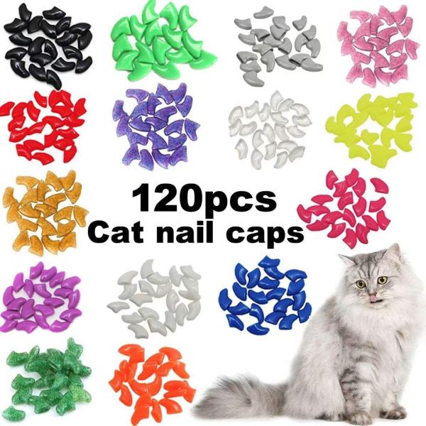 商品名VICTHY 120pcs Cat Nail Caps, Colorful Pet Cat Soft Claws Nail Covers for Cat Claws with Adhesive and Applicators Smal...