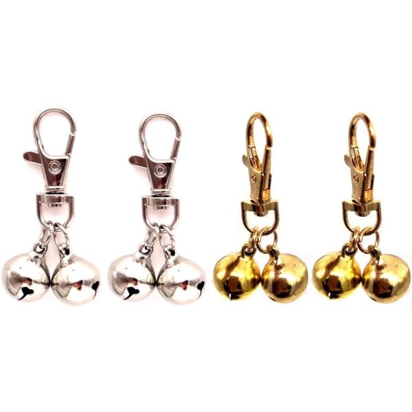 商品名DIY Pet Bells 304 Stainless Steel Dog Bells 4 pcs Gold and Silver Bell Training Charm Pendants Jewelry for Pet Dog Ca...