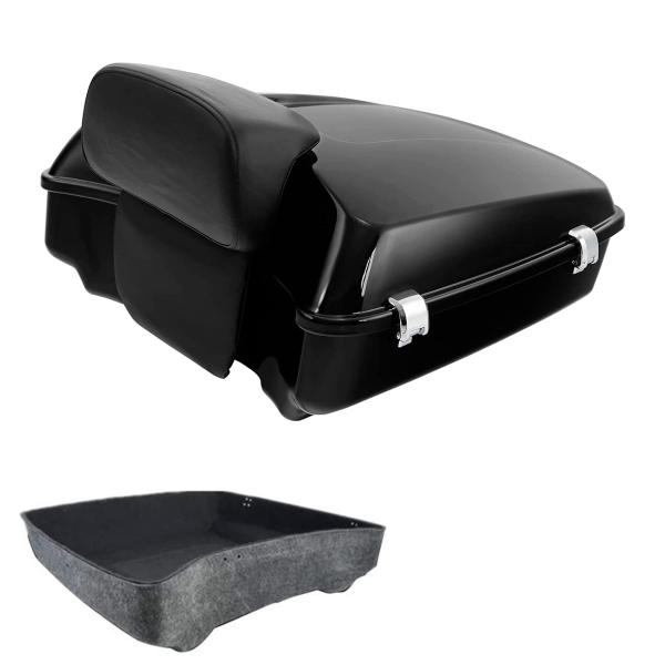 商品名: TCT-MT チョップドツアーパックトランク + バックレスト ハーレーストリートエレクトラグライド 2014-2019用 TCT-MOTORPARTS Vivid Black Chopped Tour Pack Trunk +B...