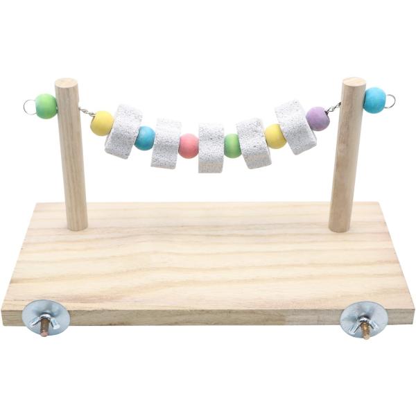 商品名Wooden Stand Platform with Grinding Stones for Rat Gerbil Guinea Pig Chinchilla Parrot Parakeet Lovebird Conureブランド：W...
