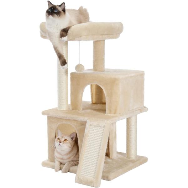 商品名PAWZ Road Cat Tree Luxury Cat Tower with Double Condos, Spacious Perch, Fully Wrapped Scratching Sisal Posts and Repl...