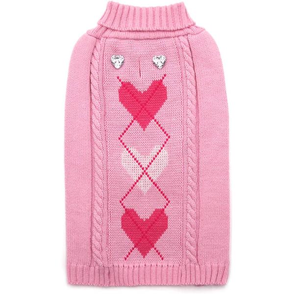 商品名KYEESE Dogs Sweaters Valentine's Day Pink Heart Pattern with Leash Hole Dog Sweater Knitwear Warm Puppy Sweaterブランド：K...