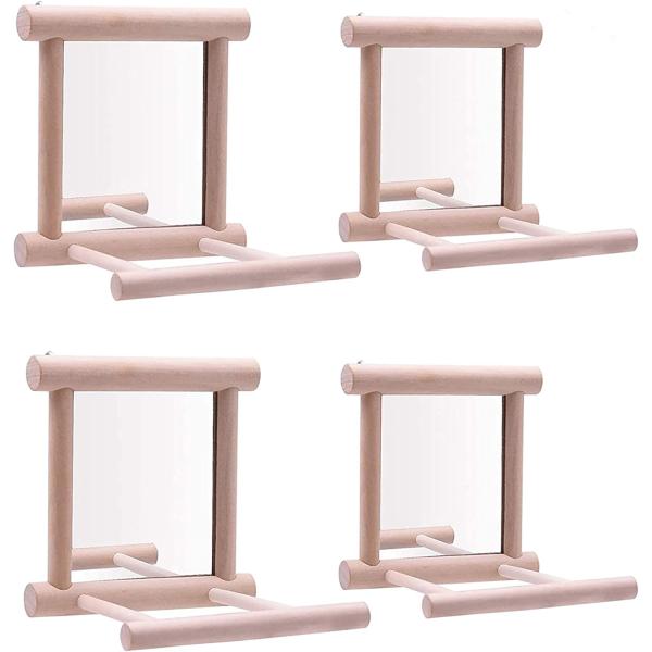 商品名HANZE Bird Mirror with Swing Hummingbird Swing Bird Perches for Parrots Stand Wooden Swing Toy for Macaws Lovebird Co...