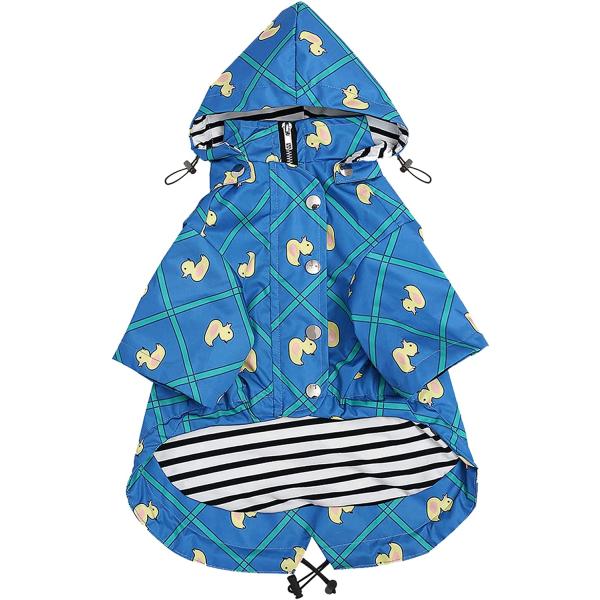 商品名Morezi Dog Zip Up Dog Raincoat with Reflective Buttons, Rain/Water Resistant, Adjustable Drawstring, Removable Hood, ...