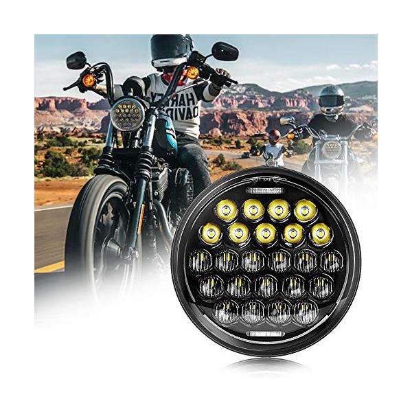 商品名: SUP-LIGHT 5 3/4インチ 5.75インチ オートバイ LED ヘッドライト Dyna Sportster Iron 883 Street BOB ローライダー スーパーワイド ヘッドランプ ラウンドプロジェクタードライ...