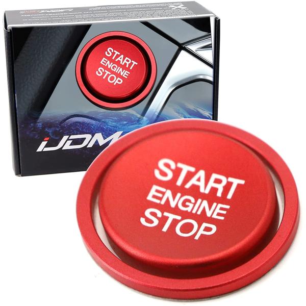 商品名iJDMTOY RSスタイル アルミニウム キーレス エンジン プッシュスタートボタン 周囲リングトリム付き ゴルフ GTI Jetta Atlas Tiguan Passat CC Beetleなどに対応 レッド AA3572a-R...