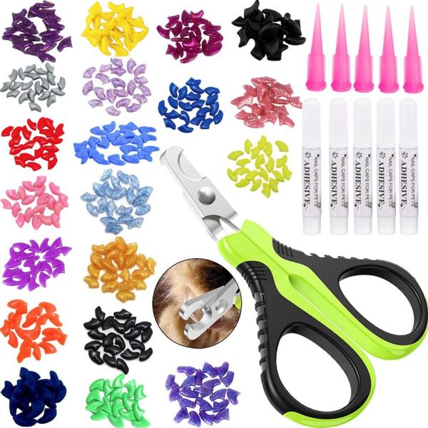 商品名VICTHY 100pcs Cat Nail Caps with Clipper Set, Pet Cat Nail Clipper Cat Soft Claws Nail Covers for Kitten Cat Claws wi...