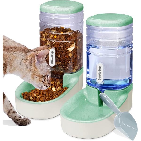 商品名Pets Gravity Food and Water Dispenser Set,Small &amp; Big Dogs and Cats Automatic Food and Water Feeder Set,Double Bo...