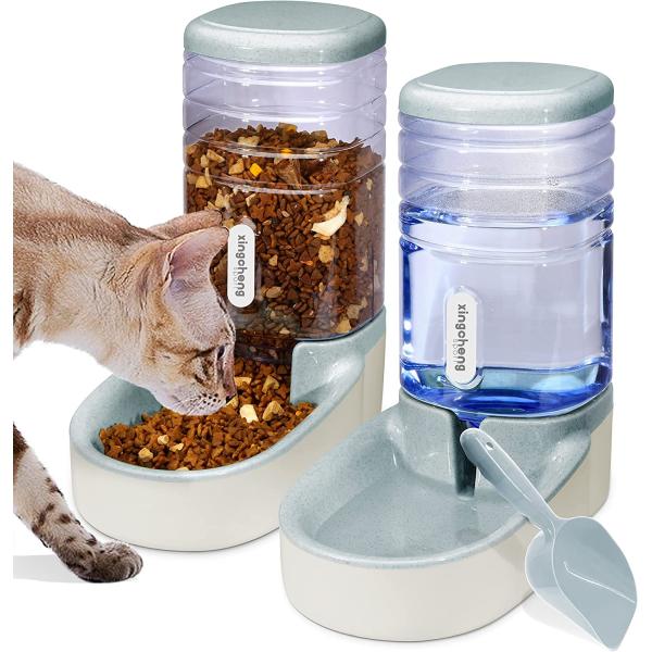 商品名Pets Gravity Food and Water Dispenser Set,Small &amp; Big Dogs and Cats Automatic Food and Water Feeder Set,Double Bo...