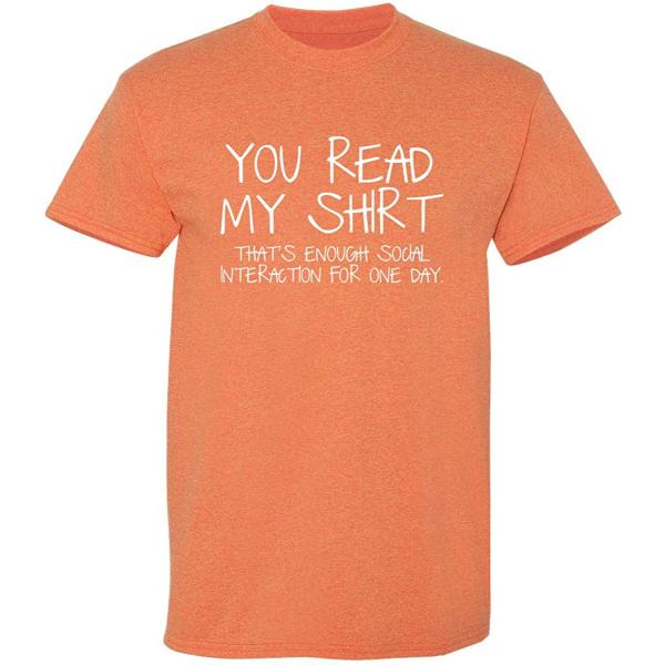 商品名Enough Social Interaction グラフィック ノベルティ 皮肉 ファニーTシャツ US サイズ: Large カラー: オレンジEnough Social Interaction Graphic Novelty T...