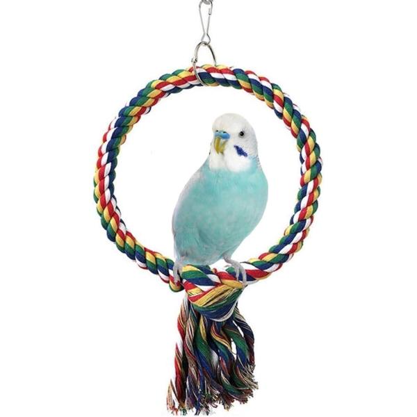 商品名Bird Rope Swing Colorful Perch Climbing Toy for Parrots Budgie Parakeet Cockatiel Cockatoo Conure (A: Swing Ring Toy-...