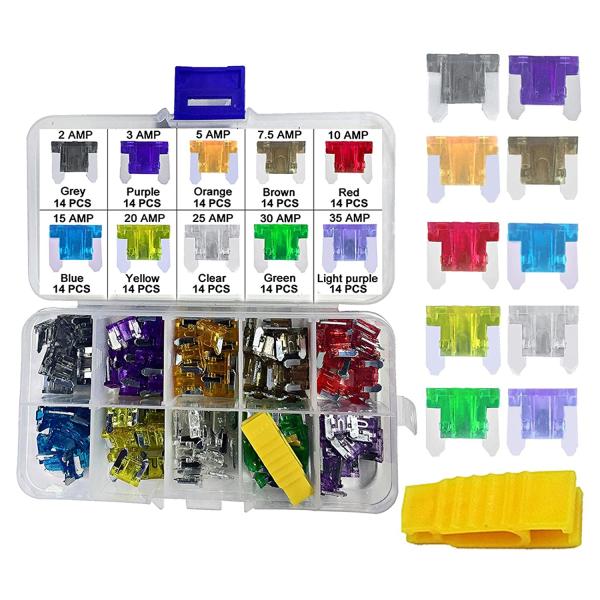 商品名MuHize 140 PCS Low Profile Mini Car Blade Fuses - Truck LP-Mini Fuse Assorted Kit (2 3 5 7.5 10 15 20 25 30 35 AMP) w...