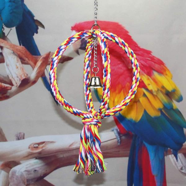 商品名Bird Rope Swing Colorful Perch Climbing Toy for Parrots Budgie Parakeet Cockatiel Cockatoo Conure (C: Swing 2 Rings T...