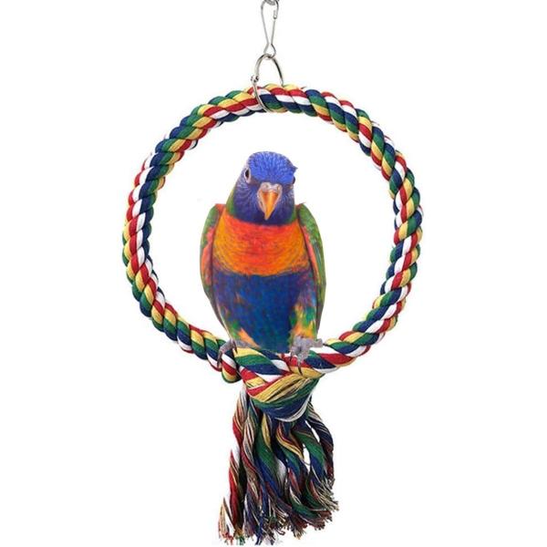 商品名Bird Rope Swing Colorful Perch Climbing Toy for Parrots Budgie Parakeet Cockatiel Cockatoo Conure (B: Swing Ring Toy-...