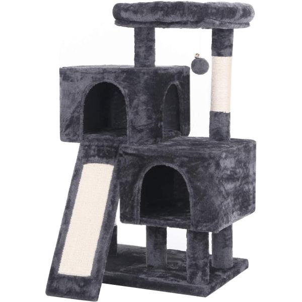 商品名BEWISHOME Cat Tree Condo with Sisal Scratching Posts, Scratching Board, Plush Perch and Dual Houses, Cat Tower Furnit...